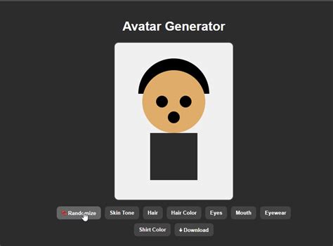 Customizable Avatar Generator App Using Html Css And Javascript With Source Code Sourcecodester