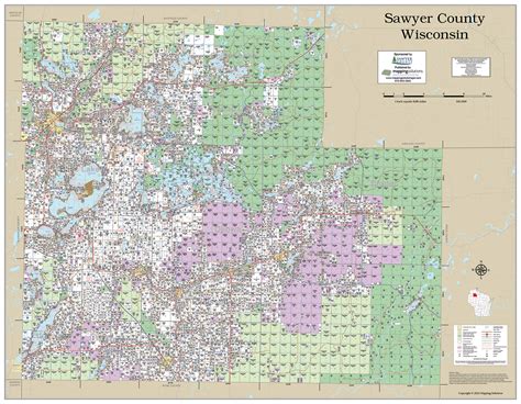 Sawyer County Wisconsin 2025 Wall Map Mapping Solutions