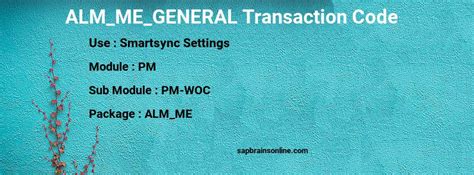 ALM ME GENERAL SAP Tcode For Smartsync Settings