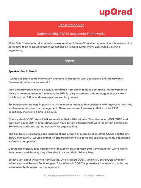 Understanding Risk Management Frameworks Pdf Enterprise Risk