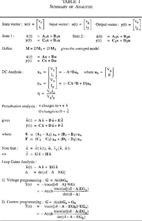 table i from signal flow graph in loop gain analysis of dc dc pwm ccm switching converters