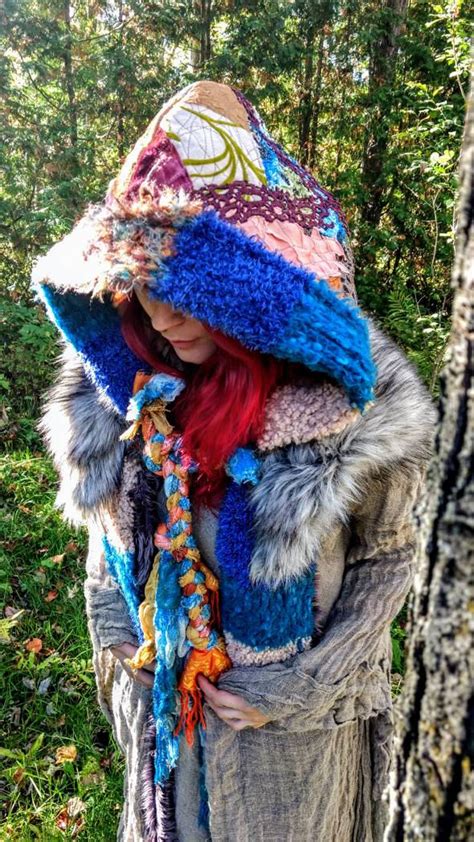 Patchwork Hood Scoodie Fur Hood Winter Hat Bohemian Etsy