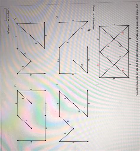 solved use prim s algorithm to construct a minimal spanning