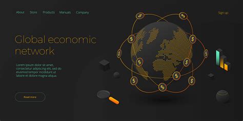 아이소메트릭 벡터 그림의 글로벌 경제 네트워크 세계 경제 또는 세계 금융 지도 개념 국제 비즈니스 웹 배너 레이아웃 템플릿 국제 금융에 대한 스톡 벡터 아트 및 기타 이미지