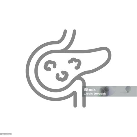종양 라인 아이콘을 가진 췌장 췌장암 소화및 내분비 시스템 질병 기호 개체 그룹에 대한 스톡 벡터 아트 및 기타 이미지 개체 그룹 건강 진단 건강관리와 의술 Istock
