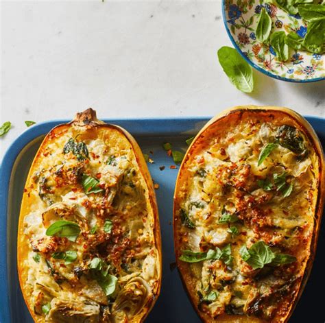 Cheesy Spinach And Artichoke Stuffed Spaghetti Squash • Easy Recipes
