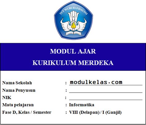 Modul Ajar Informatika Kelas 8 Fase D Kurikulum Merdeka Modul Kelas