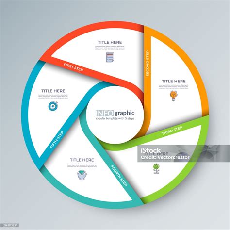 Infographic Circular Diagram With 5 Options Multistep Process Chart With Colorful Segments Ideal