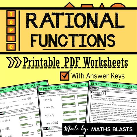 RATIONAL FUNCTIONS Worksheets Made By Teachers