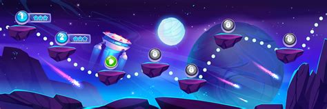 Space Game Level Map With Ufo On Alien Planet 16211025 Vector Art At Vecteezy