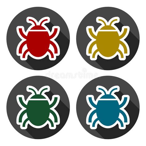 Software Bug Or Program Bug Icons Set With Long Shadow Stock Vector Illustration Of Error
