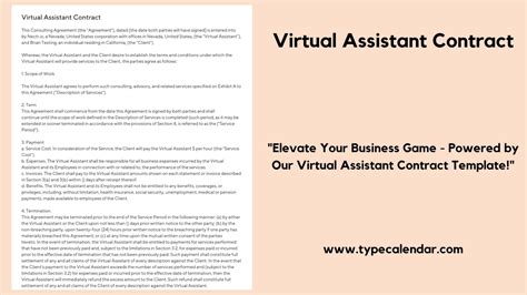 Free Printable Virtual Assistant Contract Templates Word Pdf Free Printable Virtual Assistant Contract Templates Word Pdf