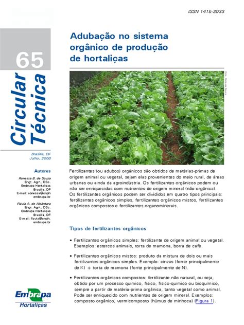 Adubação No Sistema Orgânico De Produção De Hortaliçaspdf