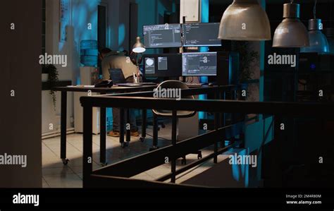 Database Programmer With Sore Throat Coughing And Writing Code On Multiple Screens Feeling Sick