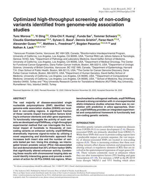 Pdf Optimized High Throughput Screening Of Non Coding Variants Identified From Genome Wide
