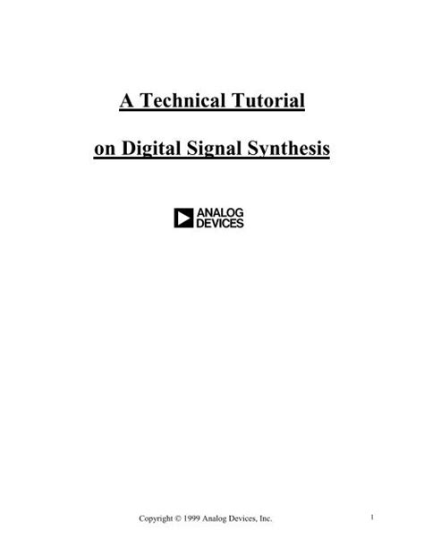 A Technical Tutorial On Digital Signal Synthesis Analog Devices