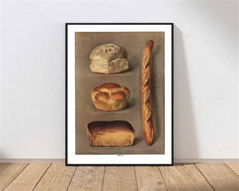 Vintage Bread Chart Kitchen Wall Art Cafe Restaurant French Bakery Chart Encyclopedia Page