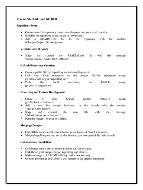 Practice Sheet Git And Github Pdf Software Engineering Source Code