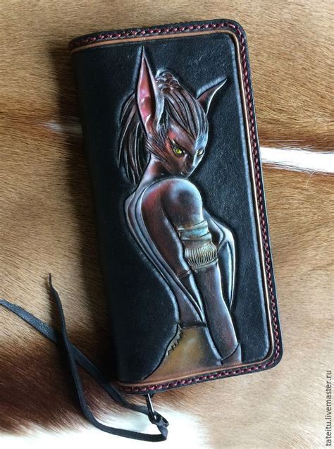 женский кошелек из натуральной кожи ЖЕНЩИНА КОШКА в интернет магазине на Ярмарке Мастеров