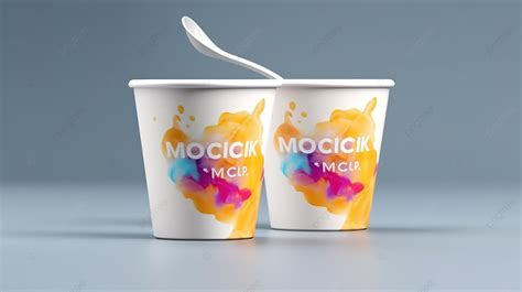 호일 커버 모형이 있는 플라스틱 요구르트 컵의 3d 렌더링 요구르트 모형 3d 포장 포장 템플릿 배경 일러스트 및 사진 무료 다운로드 Pngtree