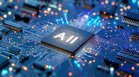 Ai Processor Chip On Circuit Board With Glowing Lights Premium Ai Generated Image