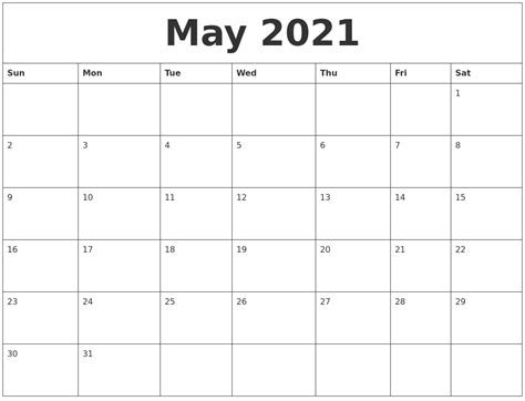 May Calendar