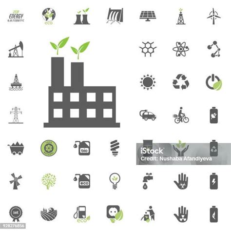 파워 스테이션 아이콘입니다 친환경 및 대체 에너지 벡터 아이콘 세트입니다 에너지 소스의 전기 전원 리소스 벡터를 설정합니다 0명에 대한 스톡 벡터 아트 및 기타 이미지