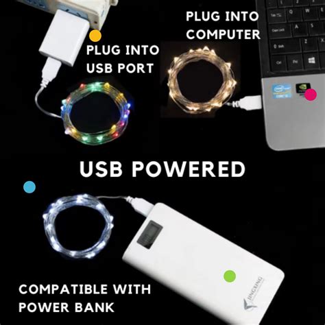 USB Copper Wire LED String Light Pack Warm White Brightly Australia