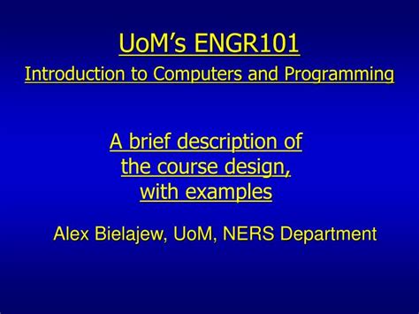 Ppt Uoms Engr101 Introduction To Computers And Programming Powerpoint Presentation Id291887