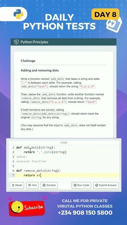 Daily Python Tests Day 8 Coding Codingchallenge Codingtest Youtube