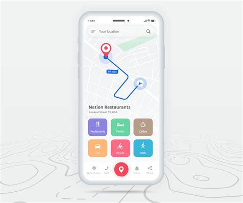 Map Gps Navigation Ux Ui Concept Smartphone Map Application And