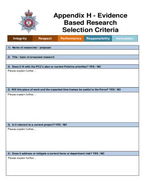 Fillable Online Appendix H EB Research Selection Criteria Form Fax Email Print PdfFiller