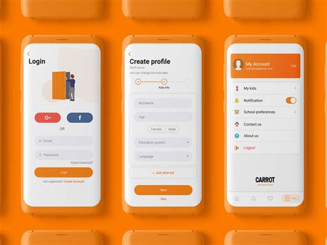 Login And Create Profile Concept Profile App Mobile App Design Ios App Design