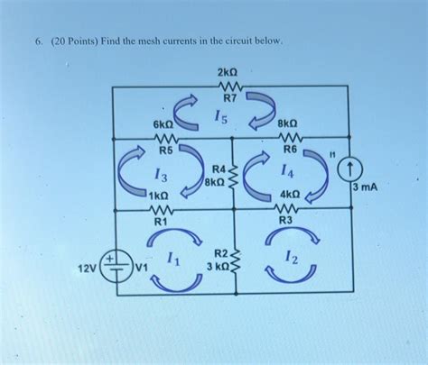 Solved Points Find The Mesh Currents In The Circuit Chegg Com