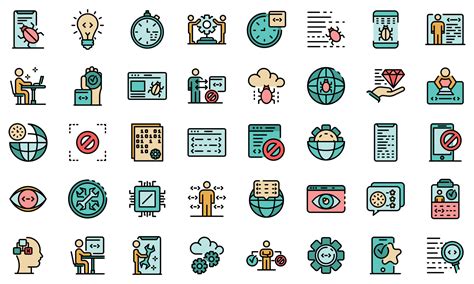 Testing Software Icons Set Vector Flat 9016954 Vector Art At Vecteezy