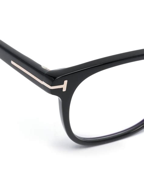 Tom Ford Eyewear T Logo Square Frame Glasses Black Farfetch