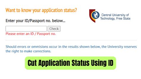 Cut Application Status Using ID Cut Status Check