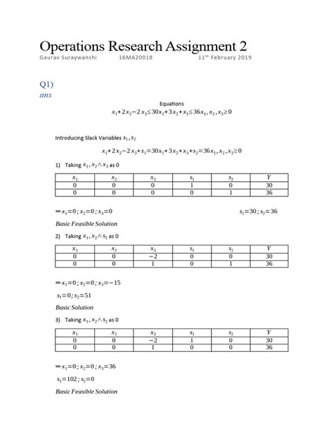 Operations Research Assignment 2 Pdf Mathematical Analysis