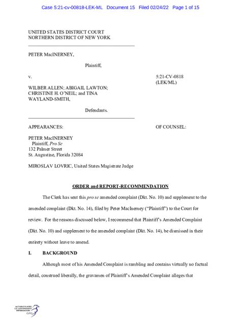 Fillable Online Macinerney V Allen Fax Email Print Pdffiller