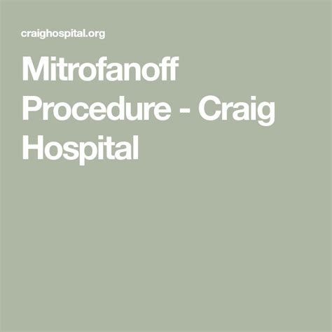 Mitrofanoff Procedure Craig Hospital How To Stay Healthy Abdominal