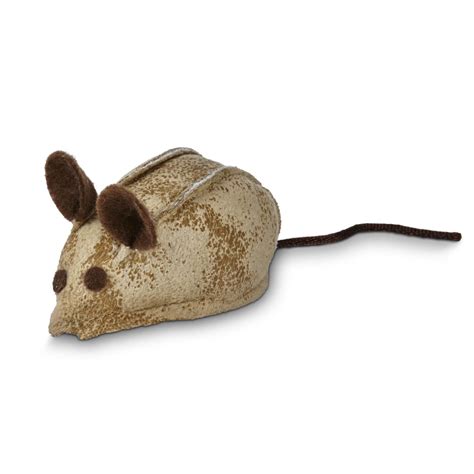 Leaps And Bounds Faux Leather Mouse Cat Toy With Rattle And Catnip 3x1 5