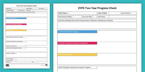 EYFS Progress Check At Age Two Form Teacher Made Twinkl