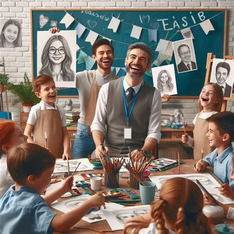 Premium Photo An Art Class Where Students Are Creating Portraits