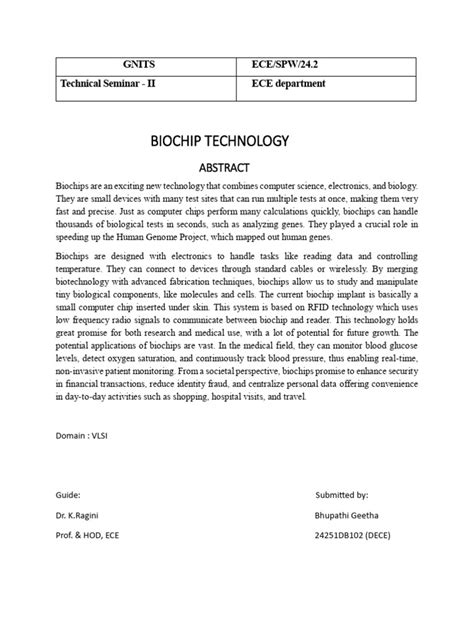 Biochip Technology Abstract Pdf
