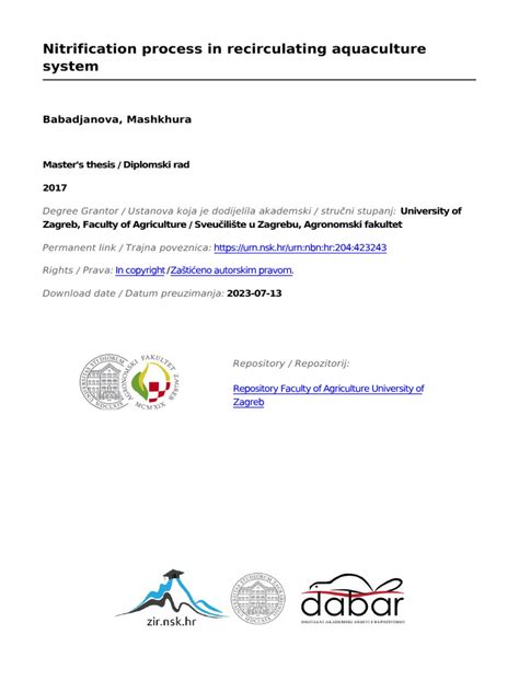 Nitrification Process In Recirculating Aquaculture Pdf