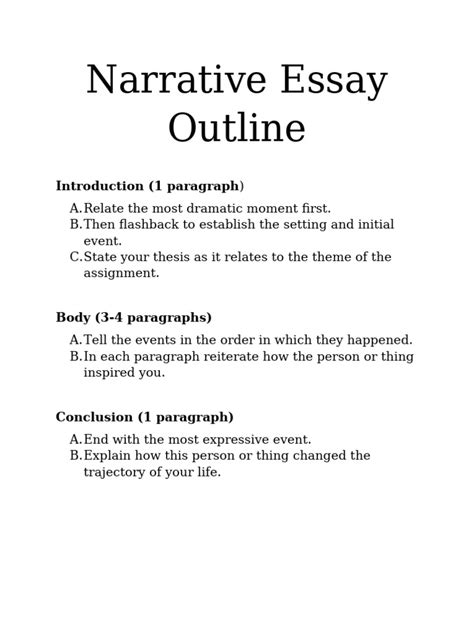 Narrative Essay Outline Pdf