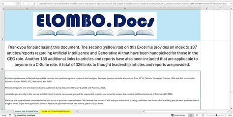 Ai Genai For Ceos Links To 326 Articles Reports Template Excel Xls