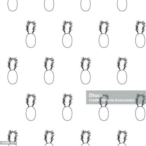 파인애플 매끄러운 패턴 흰색 배경에 검은 색 윤곽선입니다 벡터 그림입니다 Eps10 개체 그룹에 대한 스톡 벡터 아트 및 기타 이미지 개체 그룹 건강한 식생활 공휴일