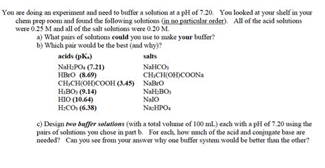 Solved You Are Doing An Experiment And Need To Buffer A Chegg Com