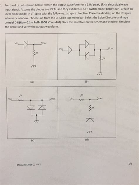 Solved For The 4 Circuits Shown Below Sketch The Output